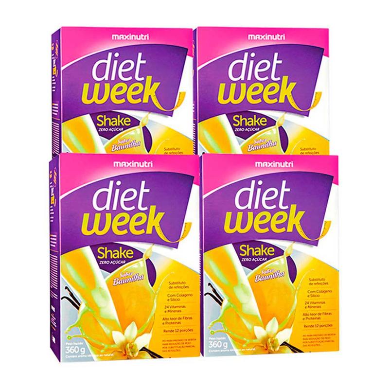 Kit 4 Shake Auxiliador na Perda de Peso Diet Week Baunilha - Maxinutri ...