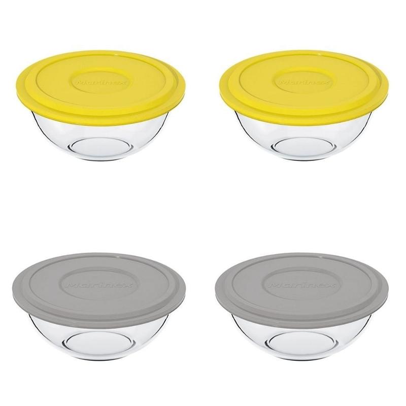 Kit 4 Tigelas de Vidro Marinex 500ml Tampa Amarela e Cinza - Nadir ...