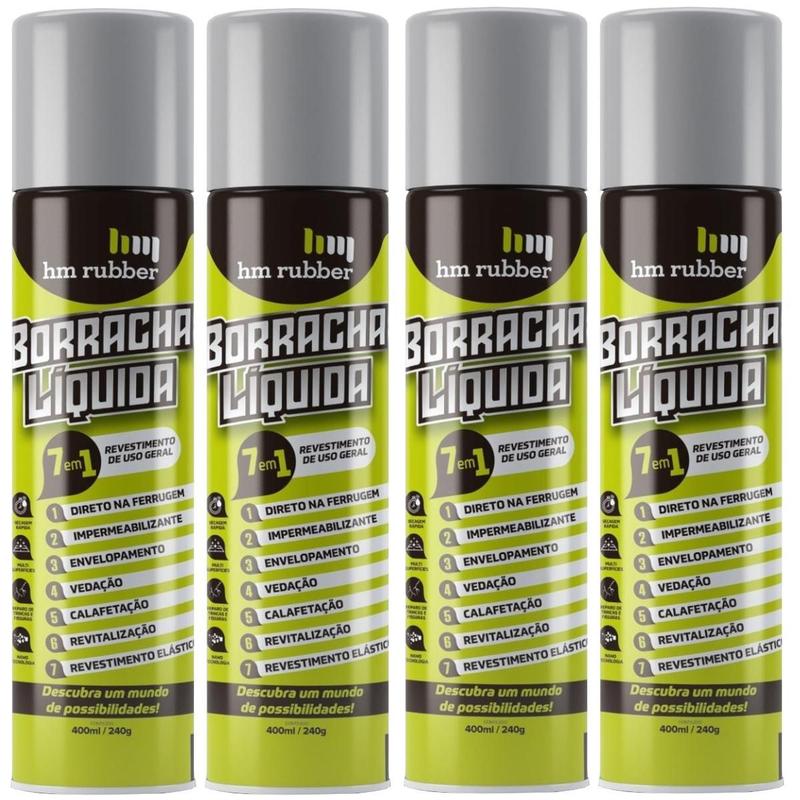 Kit 4 Tinta Borracha Líquida Alumínio Impermeabilizante 400ml Hm Rubber Spray - Tinta ...