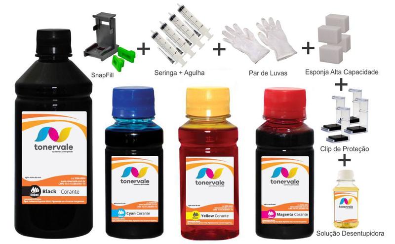 Kit 4 Tinta Para HP D1360 21 e 22 500ml Black e 100ml Color Linha ...