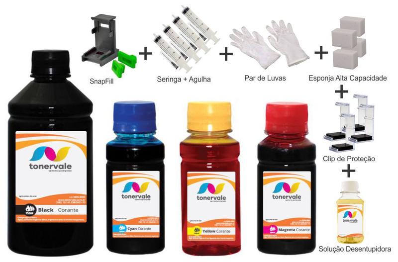 Kit 4 Tinta Para HP F4140 21 e 22 250ml Black e 100ml Color Linha ...