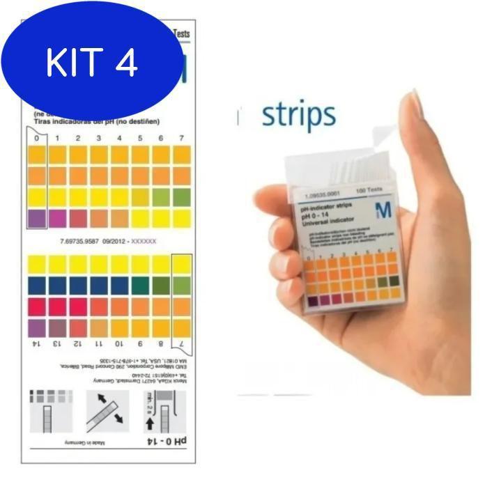 Kit 4 Tira De Papel Indicador De Ph 100 Tiras - Merck - Aquário ...