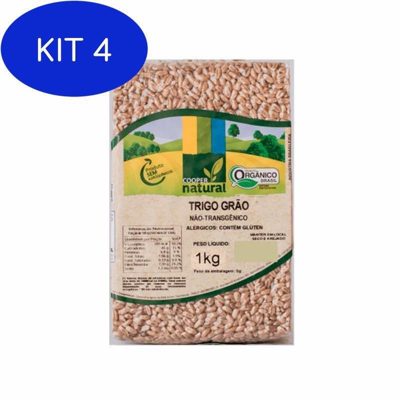 Kit 4 Trigo Em Grãos Orgânico Coopernatural 1Kg - Alimentos Básicos ...