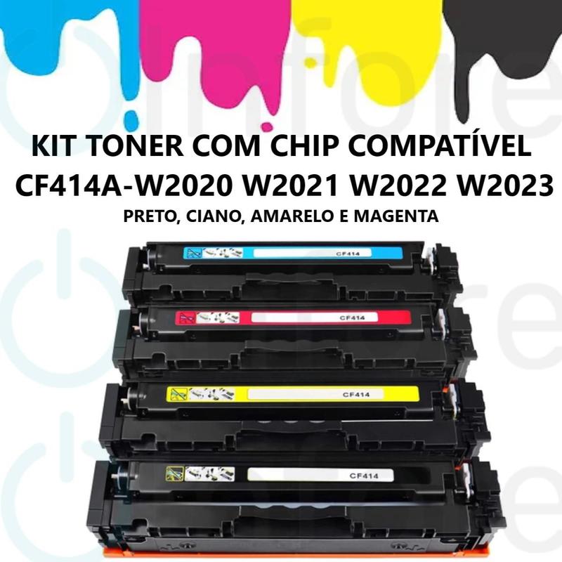 Kit 4 Un Toner Cf414a 414a W2020 Compatível C/ M454DW M454DN M479FDW ...