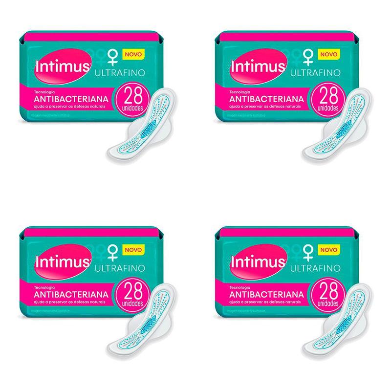 Kit 4 Und Absorvente Intimus Gel Antibacteriano Com Abas 28 Und ...