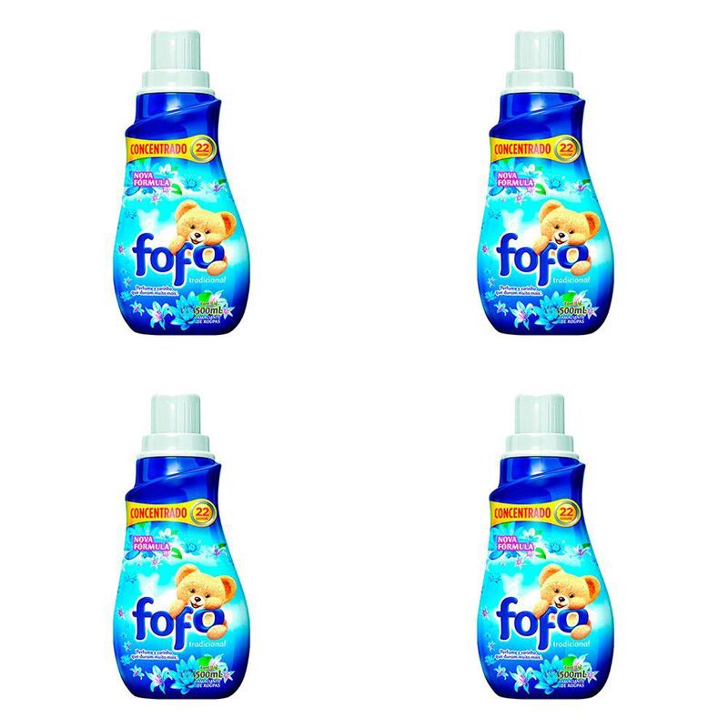 Kit 4 Und Amaciante Fofo Concentrado Tradicional 500ml - Amaciante ...
