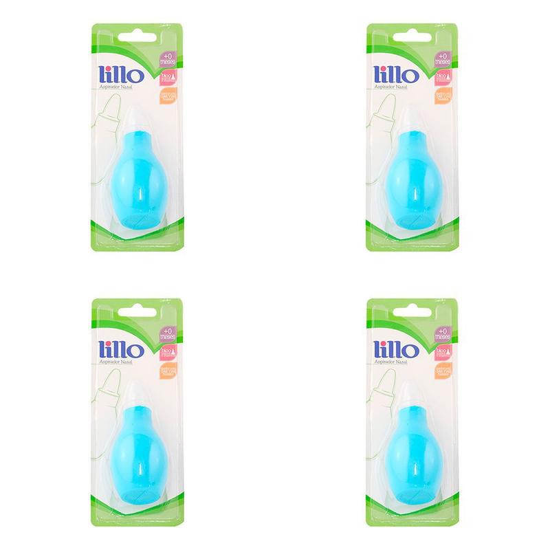 Kit 4 Und Aspirador Nasal Lillo +0 Meses Bico Redondo Azul Ref 654120 - Aspirador Nasal ...