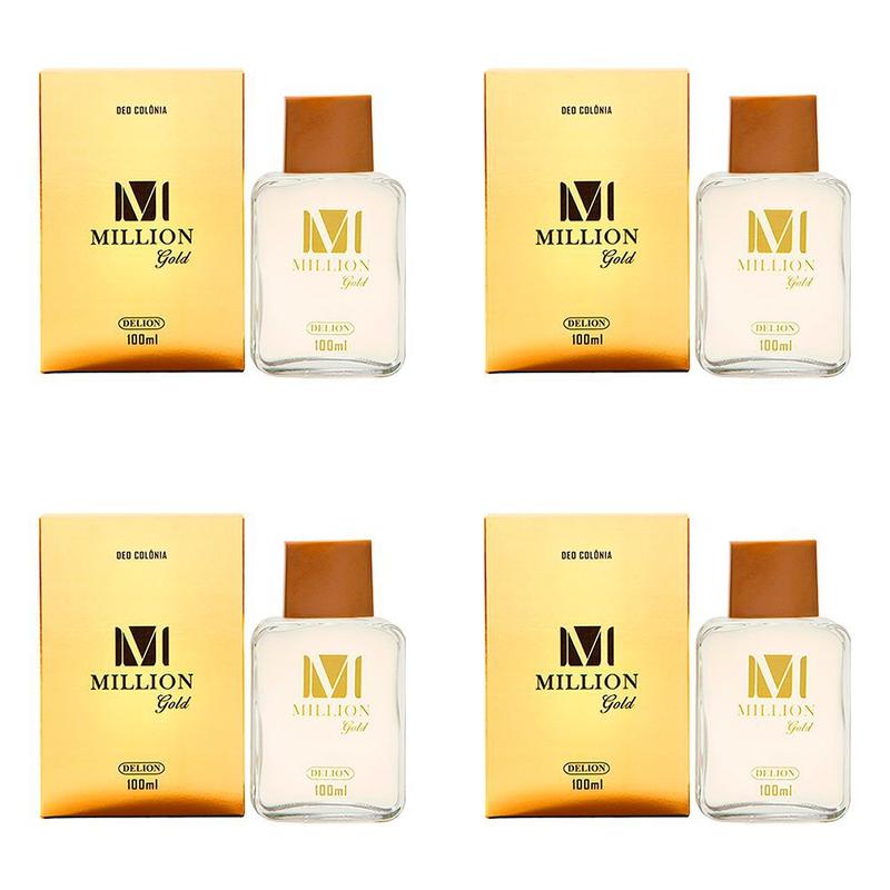 Kit 4 Und Deo Colônia Delion Million Gold Masculino Marcante 100ml ...