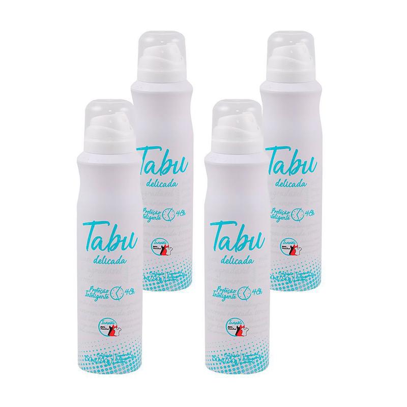 Kit 4 Und Desodorante Aerosol Tabu Feminino Delicada 150ml ...