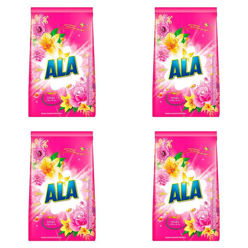 Kit 4 Und Detergente Em Pó Ala Flores Rosas E Flor De Lis 500g - Sabão ...