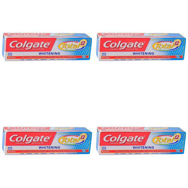 Kit 4 Und Kit Creme Dental Colgate Total 12 Whitening 12 Und 90g ...