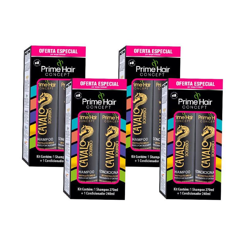 Kit 4 Und Kit Prime Hair Cavalo Dourado Shampoo 270ml + Condicionador ...