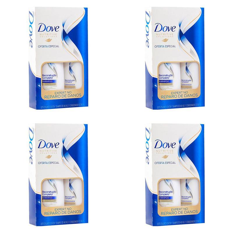 Kit 4 Und Kit Shampoo + Condicionador Dove Reconstrução Completa 200ml ...