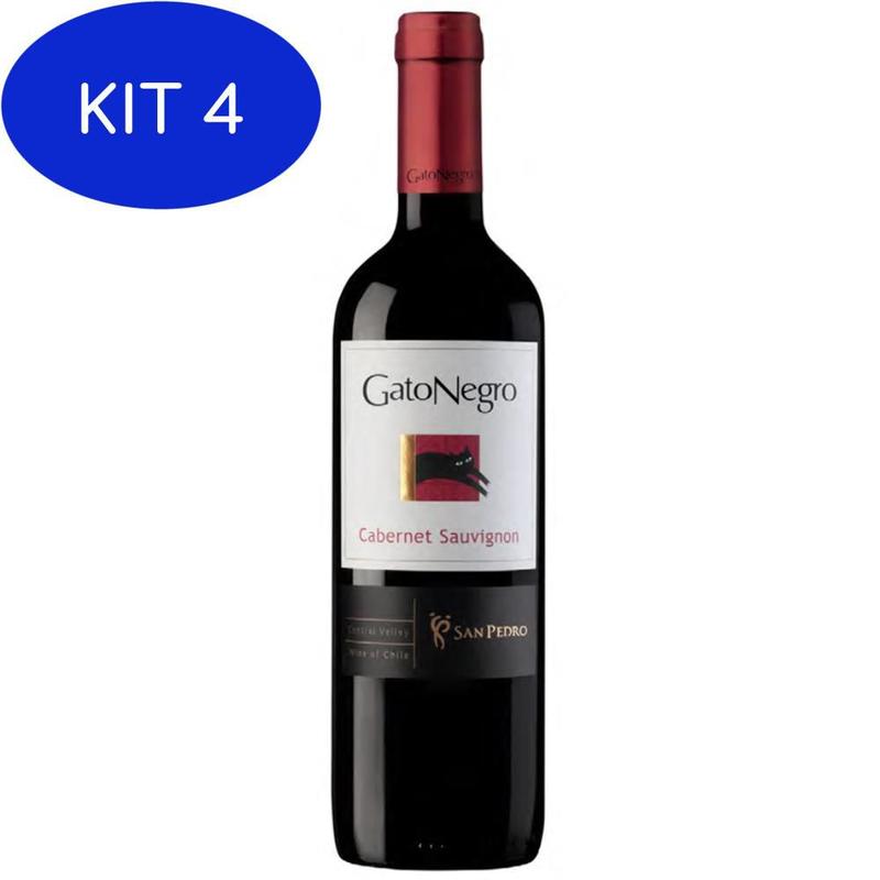 Kit 4 Vinho Tinto Gato Negro Cabernet Sauvignon - 750ml - Vina San ...