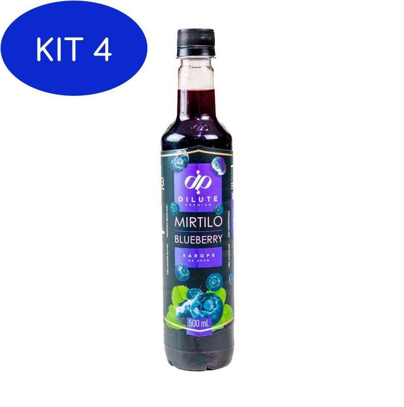 Kit 4 Xarope Dilute Blueberry/Mirtilo 500 Ml - Xarope para Bebida ...