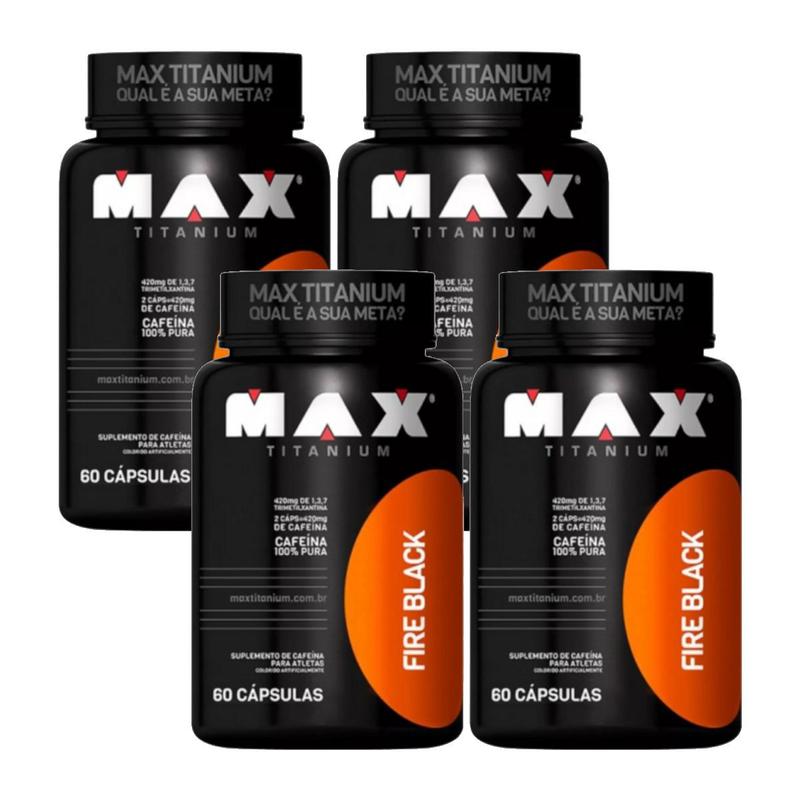 Kit 4x Fire Black C/60 Cáps 400mg Max Titanium - Termogênico - Magazine ...