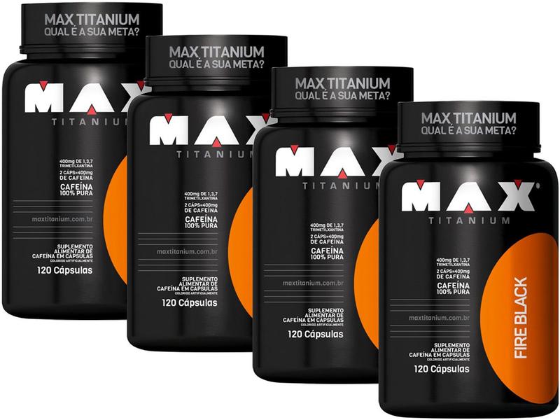 Kit 4x Termogênico Fire Black 120 Caps 400mg - Max Titanium ...