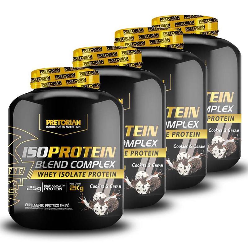 Kit 4x Whey Protein Isolado Iso Blend Complex 2Kg - Pretorian - Whey ...
