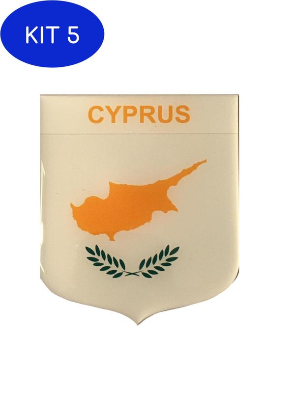 Kit 5 Adesivo Resinado Em Escudo Da Bandeira Do Chipre - Mundo Das ...