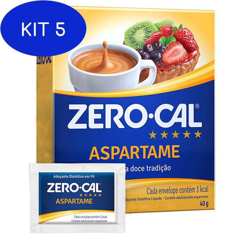 Kit 5 Adoçante Em Pó Zero-Cal Aspartame C/50 Sachês - Zero Cal ...