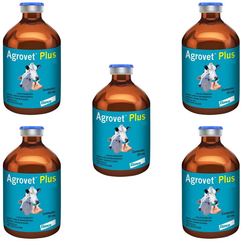Kit 5 Agrovet Plus 50mL Bovinos Suinos Elanco - Farmácia Pet - Magazine ...