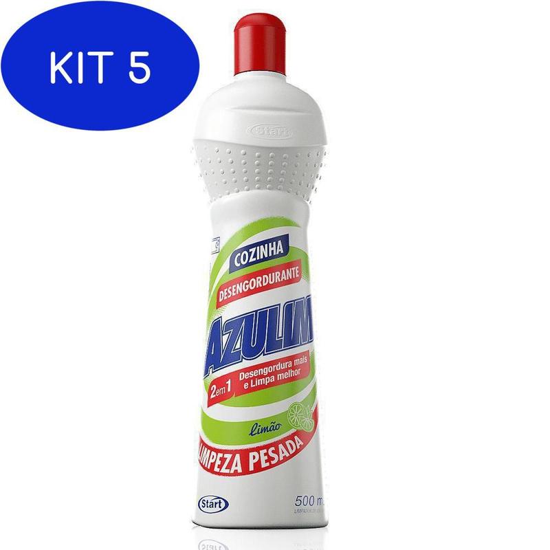 Kit 5 Azulim Multiuso Desengordurante Limpeza Pesada 500Ml - Limpador ...