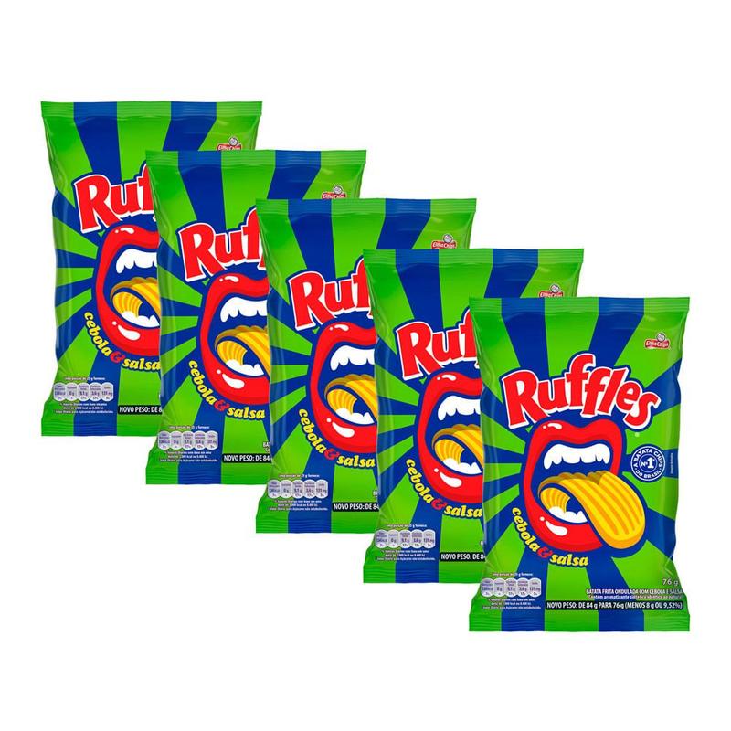 Kit 5 Batata Ruffles Elma Chips Sabor Cebola e Salsa 76g - Ruffles ...