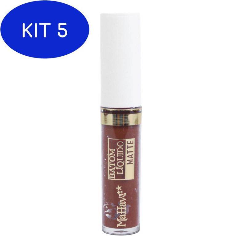 Kit 5 Batom Liquido Matte Toque Aveludado Mahav - Chocolate - Batom ...