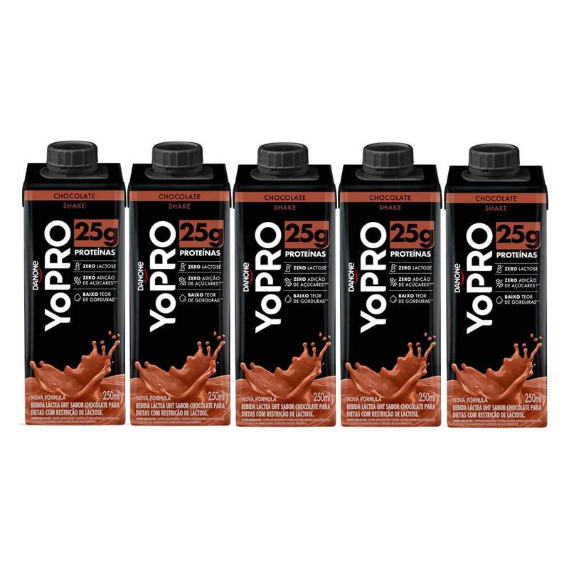 Kit 5 Bebida Láctea UHT YoPro Shake Sabor Chocolate 25g de Proteína ...
