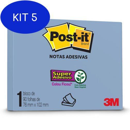 Kit 5 Bloco Post-It 657 - Azul Bell - Com 90 Folhas - 3M - Bloco de ...