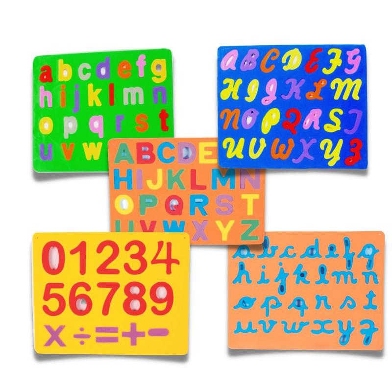 Kit 5 Brinquedo Educativo Cartela Didática Númerica Alfabética EVA ...