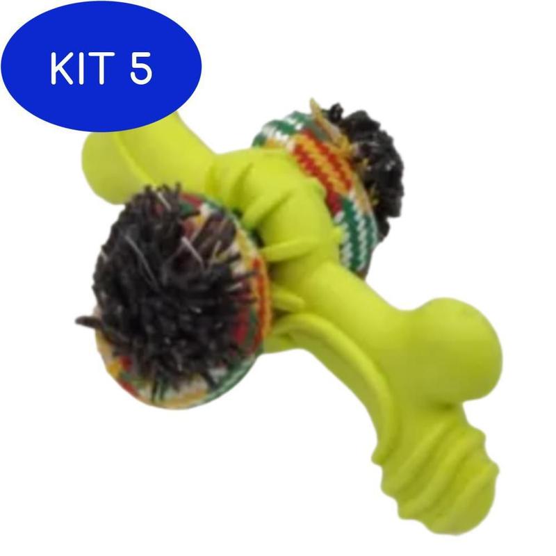 Kit 5 Brinquedo Mordedor Maciço Osso Corda Para Cães 25 Cm Verde ...