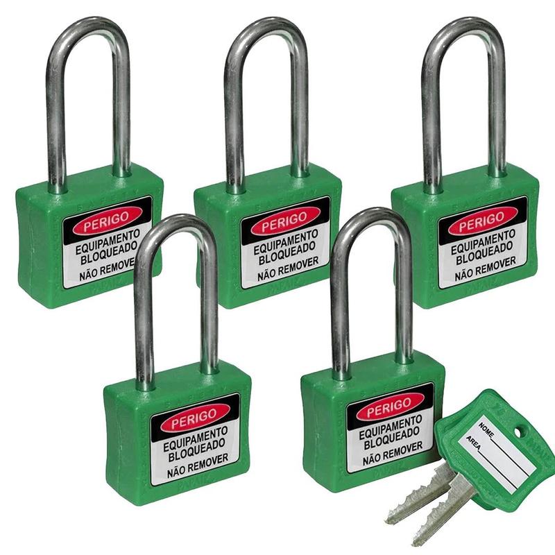 Kit 5 cadeados de bloqueio 35/50 haste de aço verde papaiz - Cadeados ...