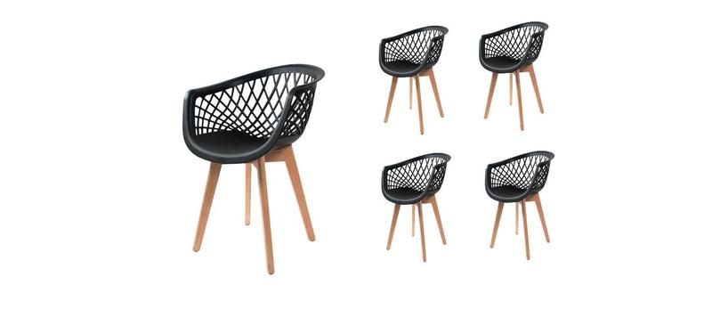 Kit 5 Cadeiras Design Eames Wood Web Preta Poltrona - homelandia ...