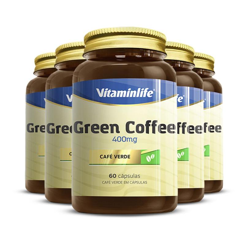 Kit 5 Café Verde Vitaminlife 60 cápsulas - Termogênico - Magazine Luiza