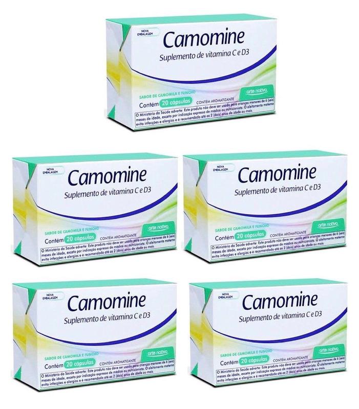 Kit 5 Camomine Vitamina C e D3 Para Dentição dos Bebes Sabor de ...