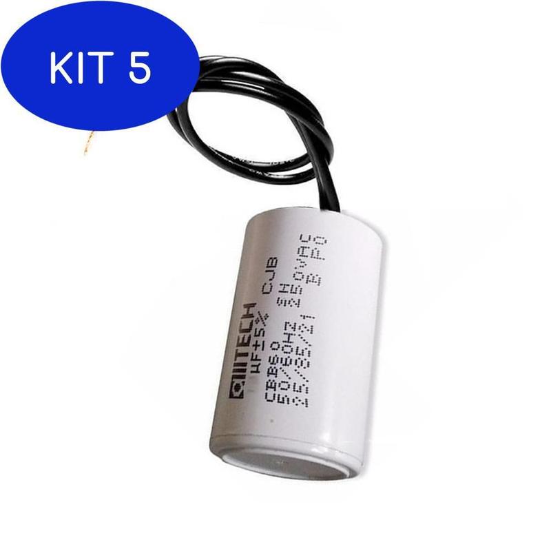 Kit 5 Capacitor Com 2 Fios Metalizados Para Motor 18Uf 250 Vac Mvm ...