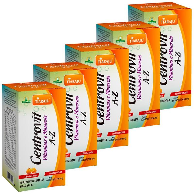 Kit 5 Centrovit A-Z Vitaminas e Minerais 60 Cápsulas Tiaraju ...