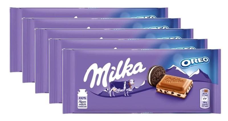 Kit 5 Chocolate Milka Recheado Oreo 100G - Chocolate / Barra de ...