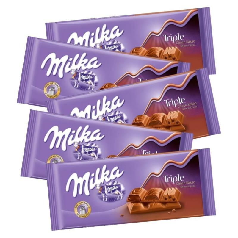 Kit 5 Chocolates Milka Triple Chocolate 90 Gr Importado - Chocolate ...