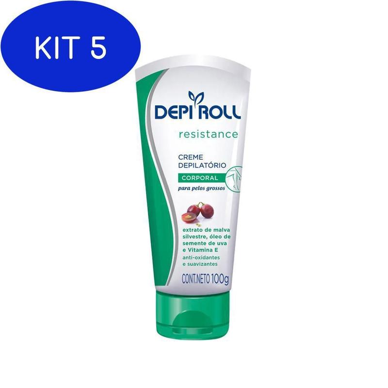Kit 5 Creme Depilatório Depiroll Corporal Resistance 100G - Depi Roll ...