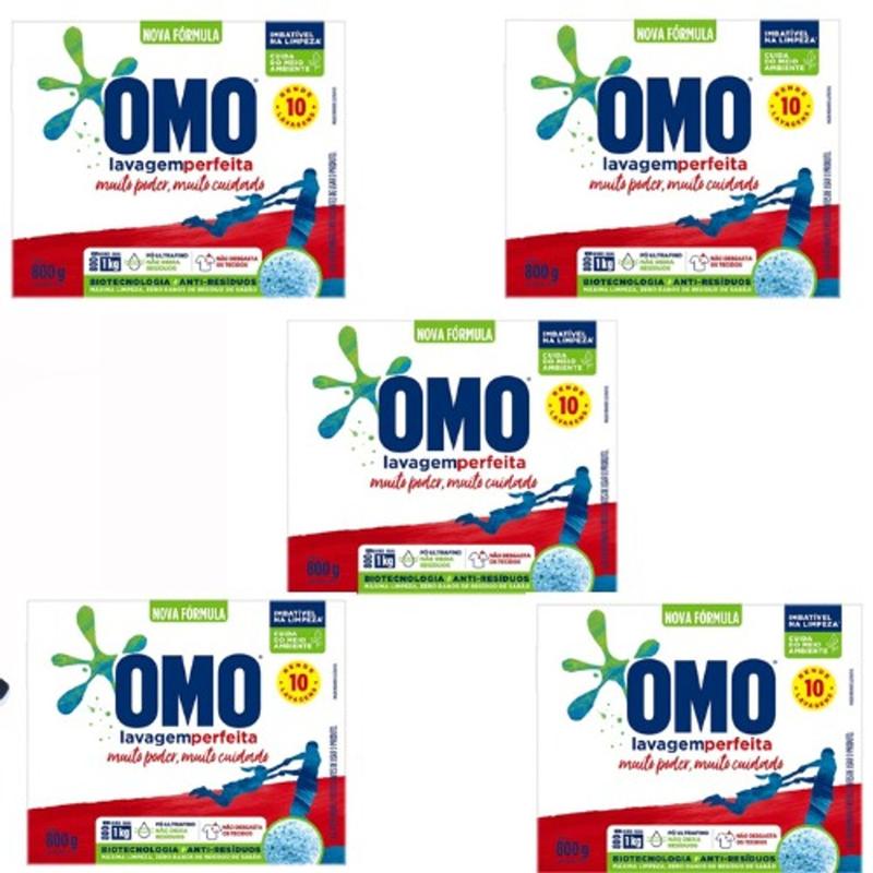 Kit 5 cx Sabão em Pó Omo Lavagem Perfeita - 800g - Multi Marca - Sabão ...