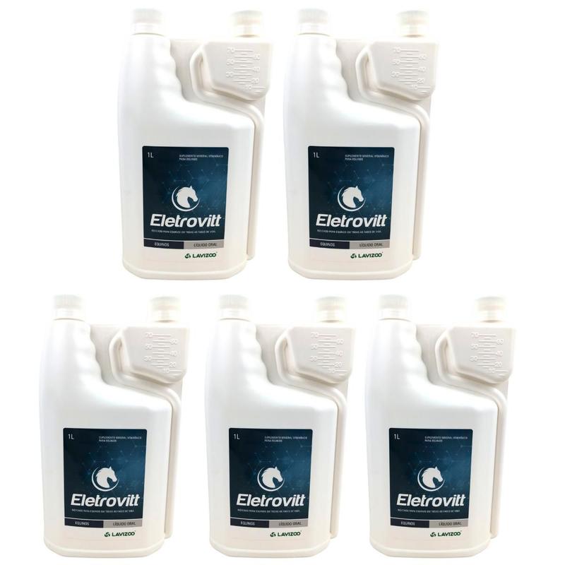 Kit 5 Eletrovitt - Eletrolitico P/ Equinos 1L Lavizoo - Vitaminas e ...