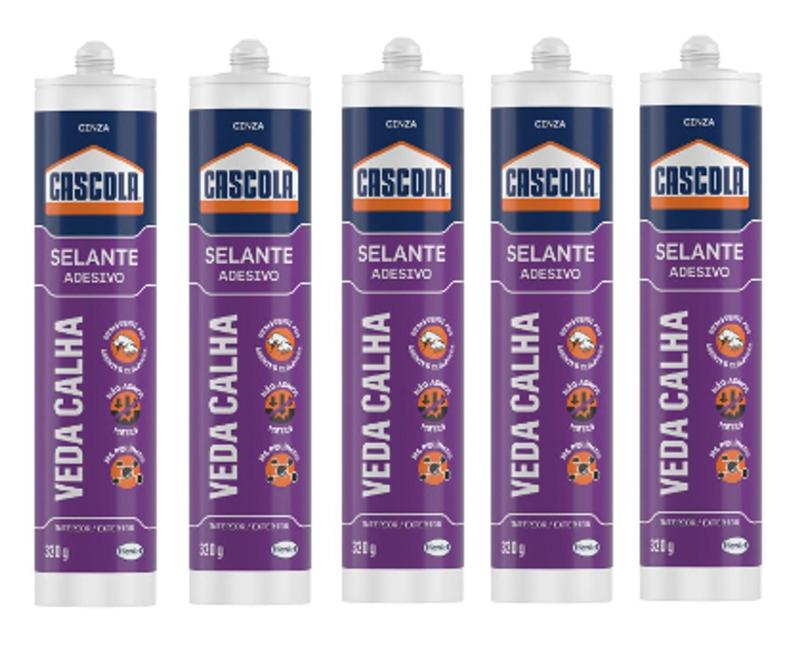 Kit 5 Embalagens Adesivos Especiais Veda Calha Cascola Flexite Cinza ...