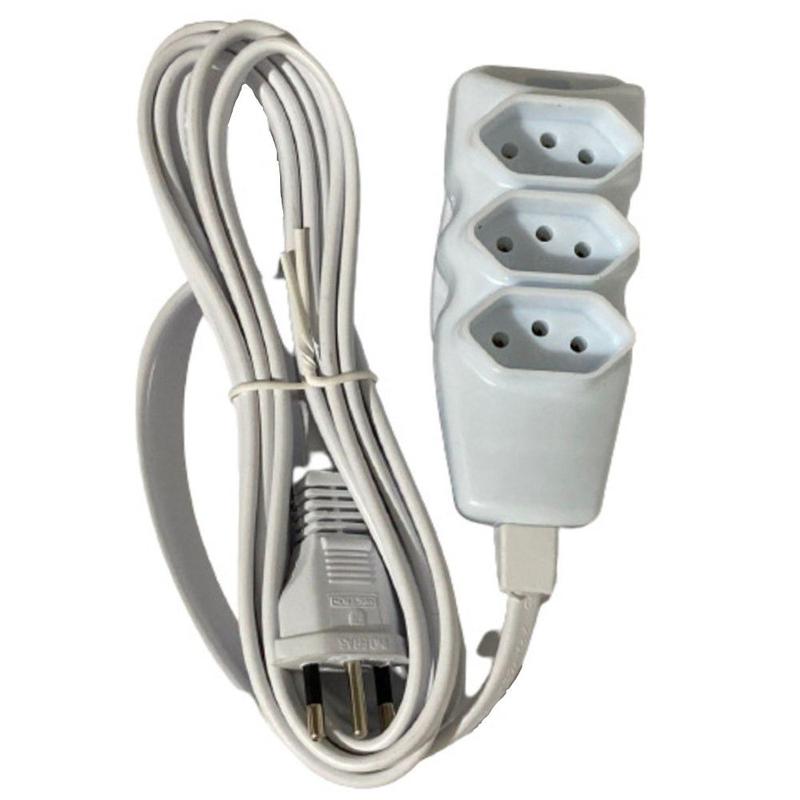 Kit 5 Extensão Elétrica 3m 3p 10a 3 Tomadas Branco Megatron - Extensão Elétrica - Magazine Luiza