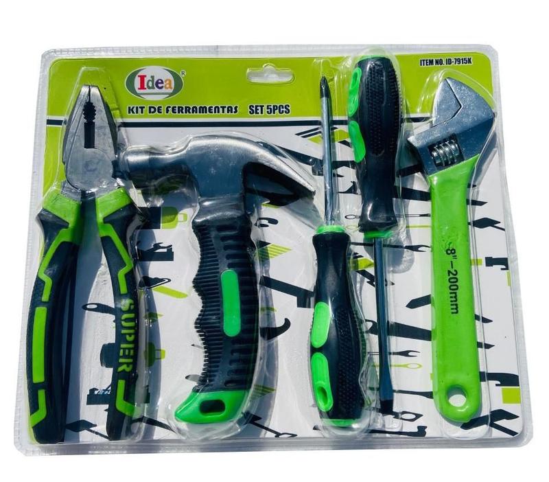 Kit 5 Ferramentas Aço Alicate Martelo Chave Philips Fenda E - Idea ...