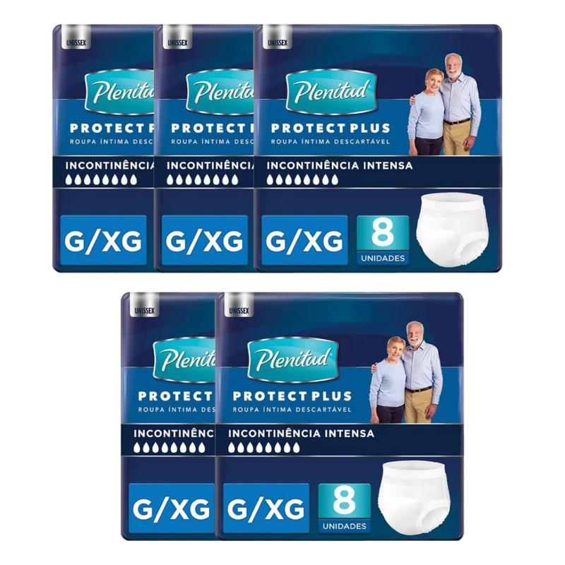 Kit 5 Fraldas para Adultos Plenitud Protect Plus G/XG com 8 Unidades ...