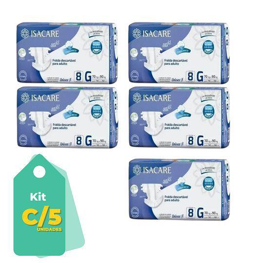 Kit 5 Fraldas Premium Intensa Isacare Geriátrica Regular Tamanho G ...