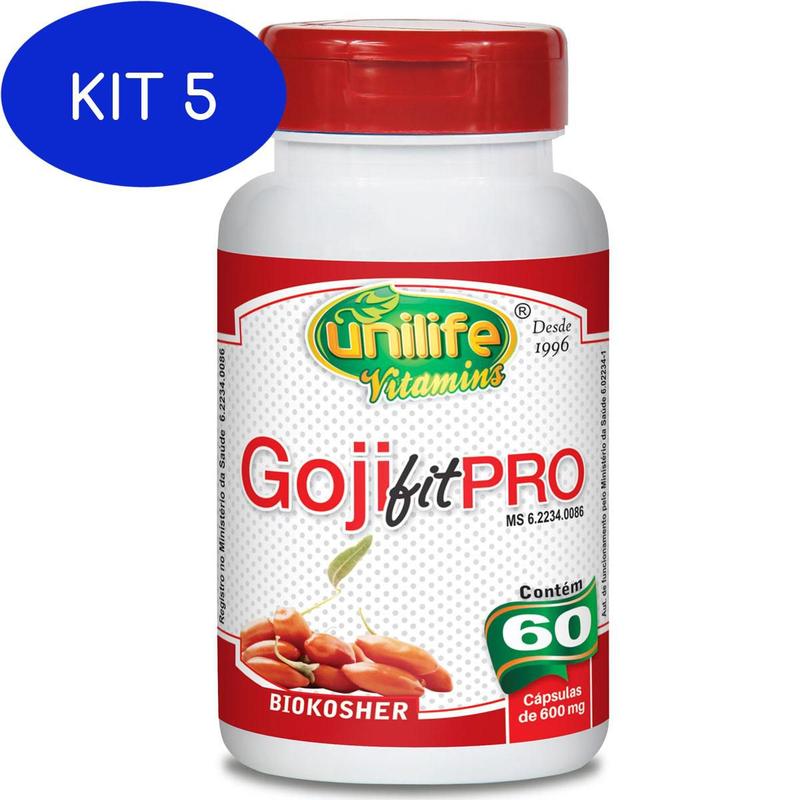 Kit 5 Goji fit pro 60 capsulas 600mg unilife - Fitoterápicos e ...