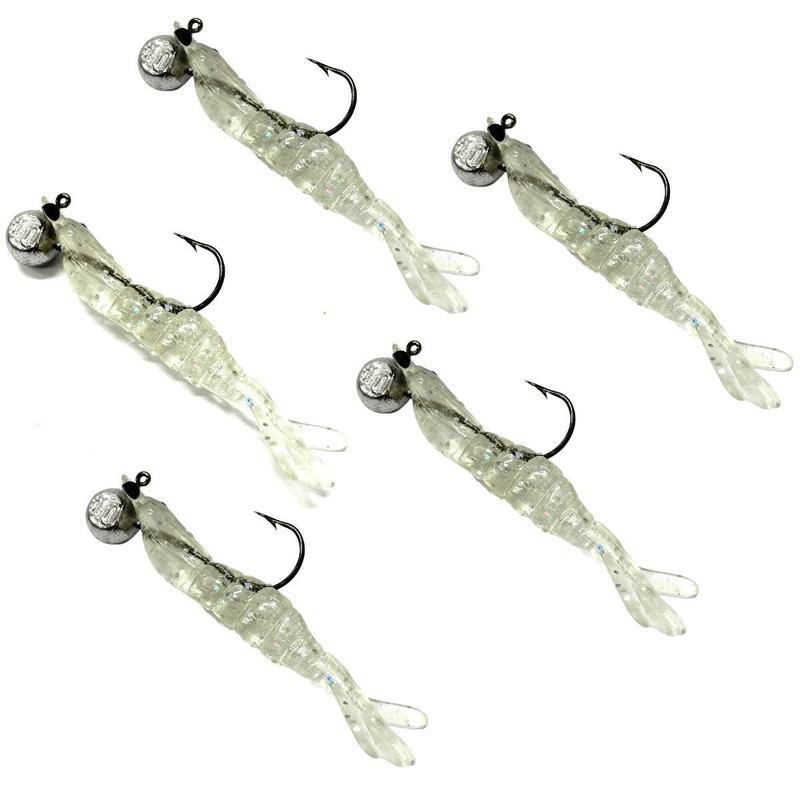 Kit 5 Isca Camarão Easy Cast 8,5cm C Jig Head 10gr Transparente - Isca ...